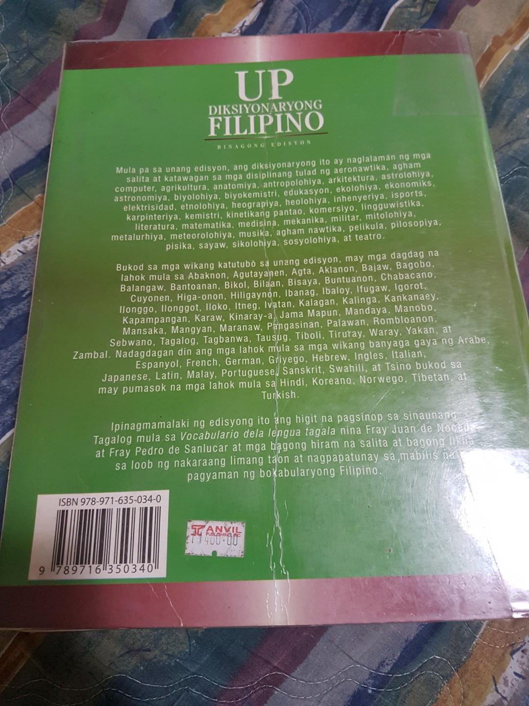 Up Diksiyonaryong Filipino Filipino Dictionary Signed By