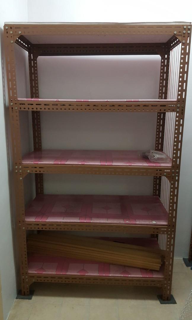 5-tier Metal storage rack with wooden plank, Furniture & Home Living ...