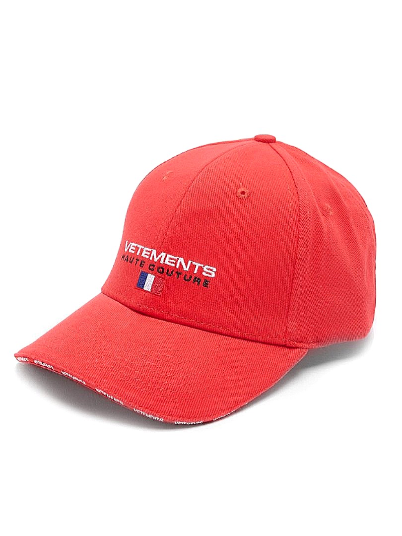 Vetements Logo-Embroidered Canvas Cap - Red, Men's Fashion, Watches ...