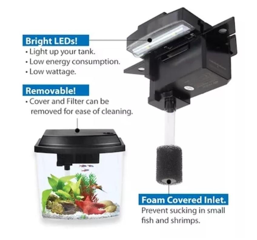 [Resun] 3.8L/9.5L Tabletop Aquarium Fish Tank (with LED Lights & Filter ...