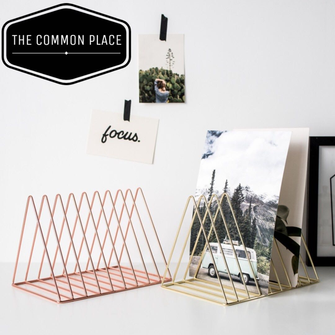 INSTOCK Nordic Gold Metal Book Magazine Holder Rack, Furniture & Home ...