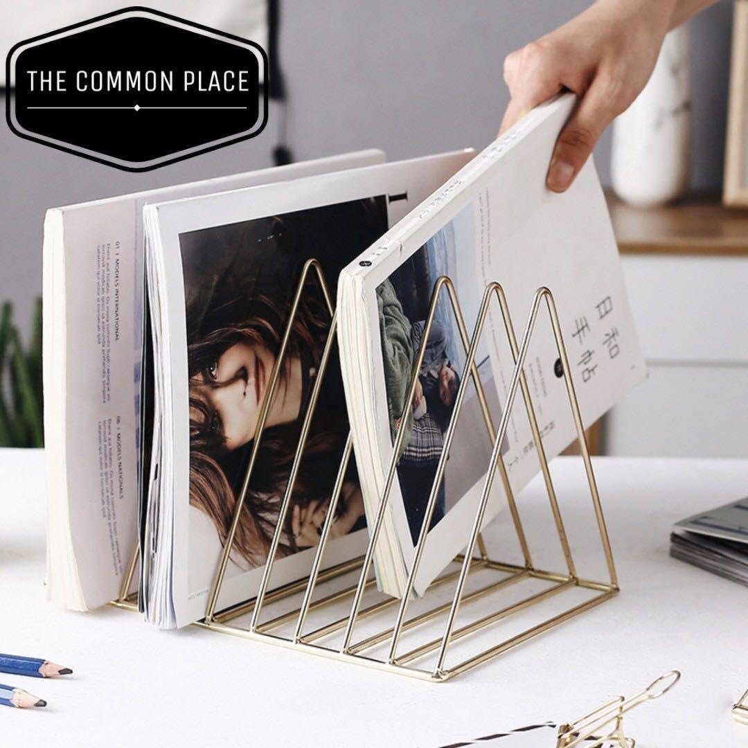 INSTOCK Nordic Gold Metal Book Magazine Holder Rack, Furniture & Home ...