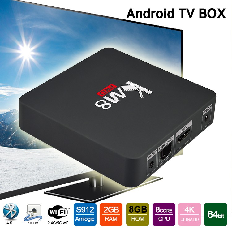 KM8 Pro Smart Android TV Box Amlogic Octa Core S912 2GB 8GB UK Plug ...