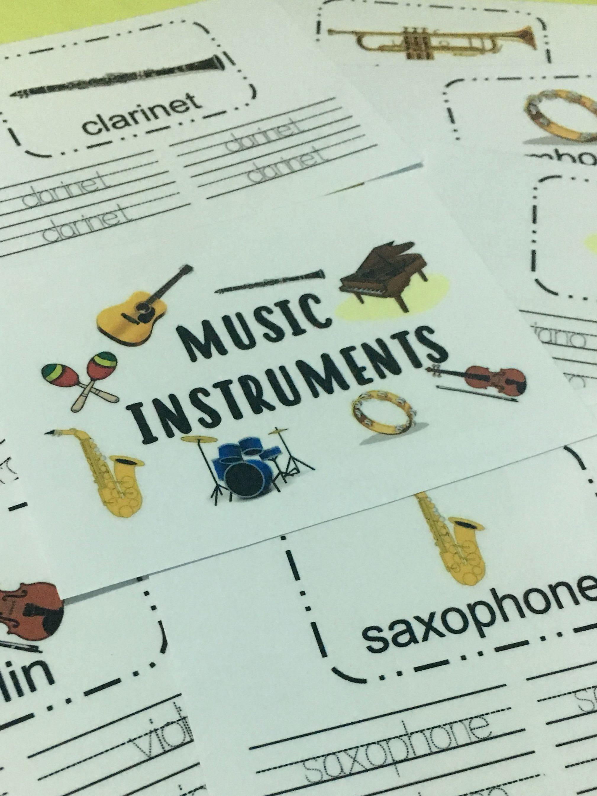 Tracing Activity Cards - Music Instruments, Hobbies & Toys, Books ...