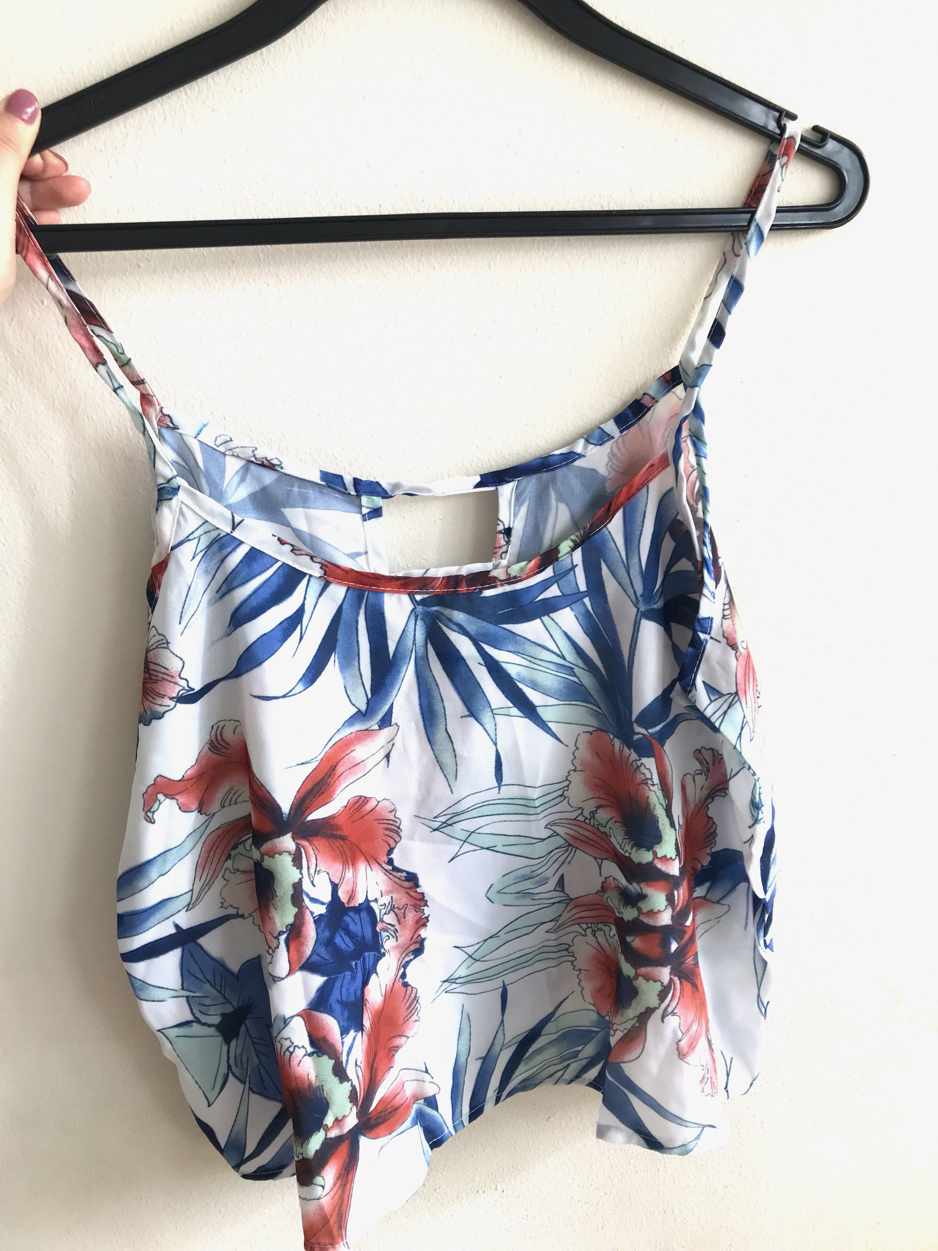 Flora Spag Top, Women's Fashion, Tops, Sleeveless on Carousell