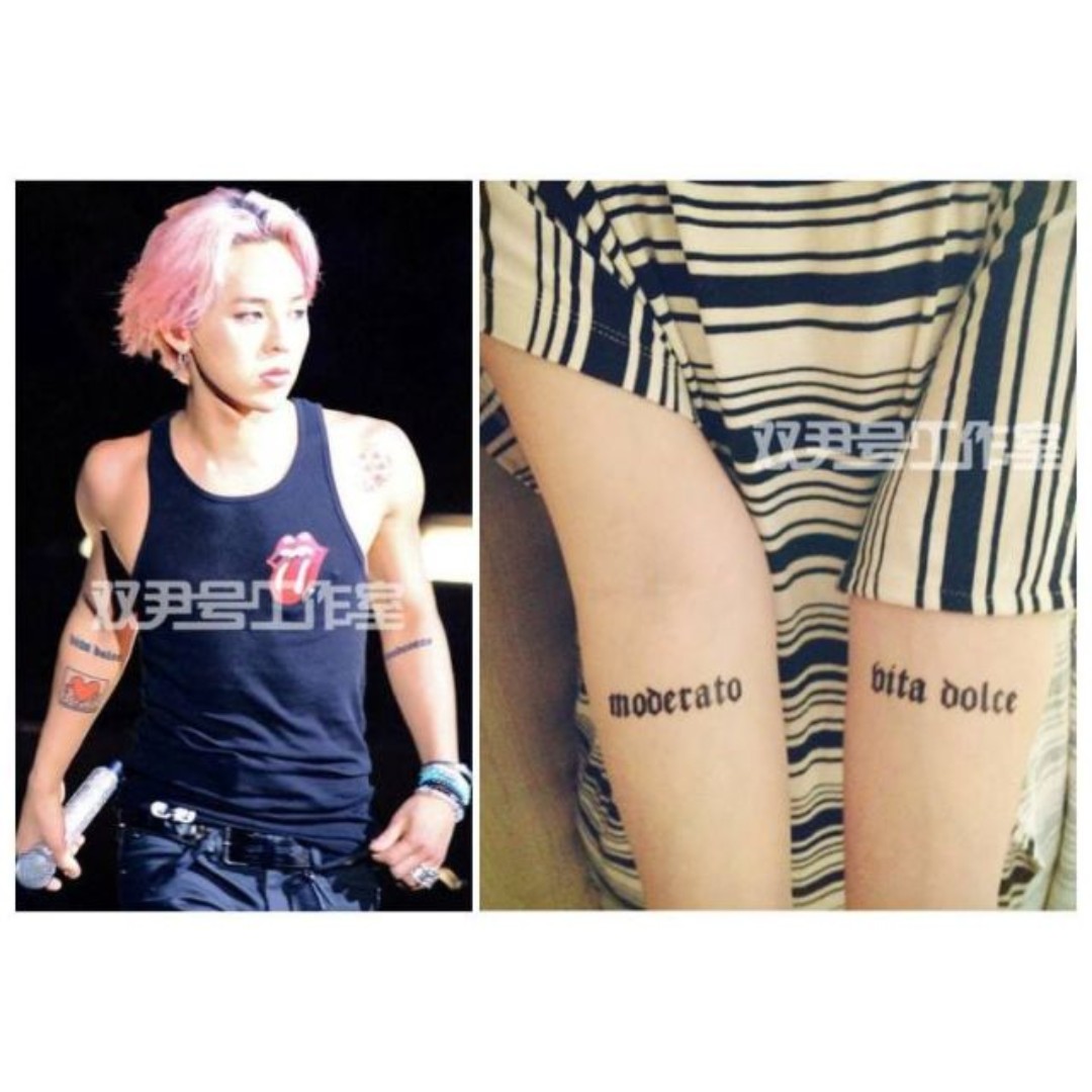 Readystock GD g dragon kpop bita dolce moderato temporary tattoo ...