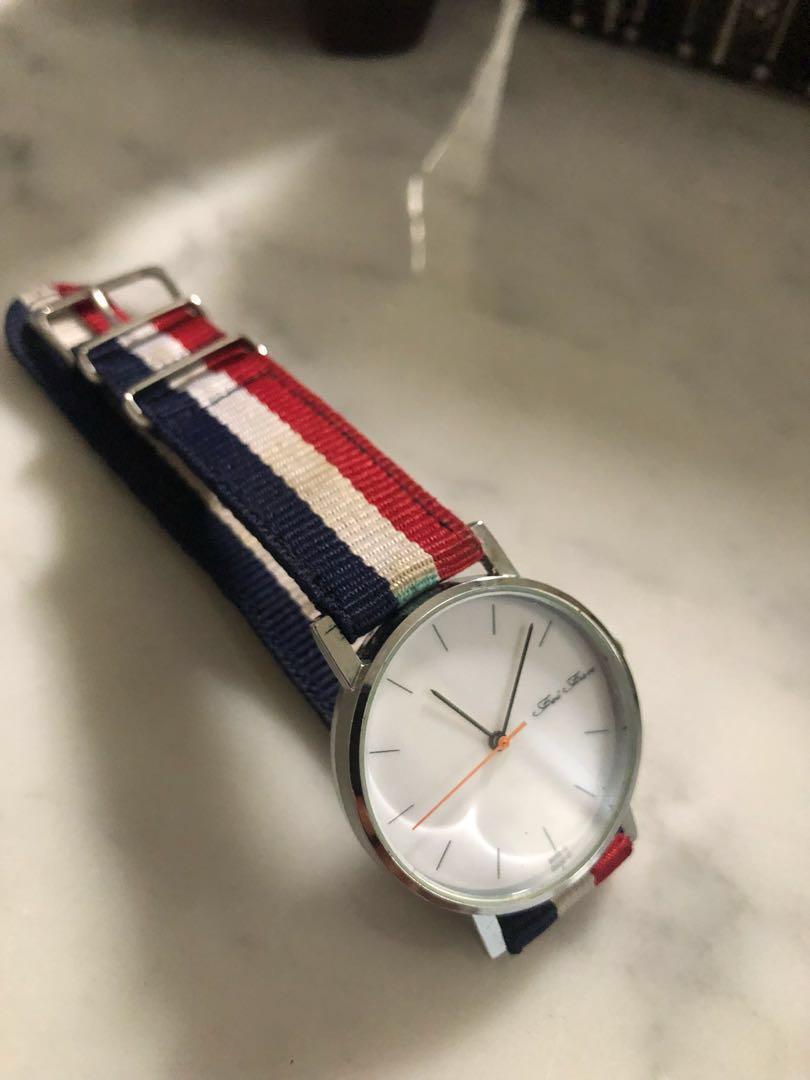 Watch with Red Blue White stripes nato strap, Men's Fashion, Watches ...