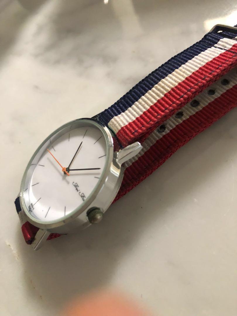 Watch with Red Blue White stripes nato strap, Men's Fashion, Watches ...