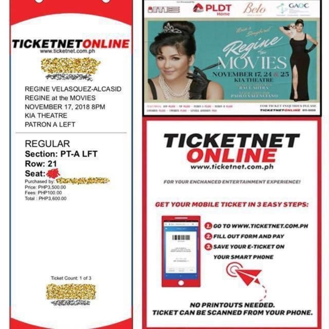 1 patron a tickets to regine at the movies (nov 17), Tickets & Vouchers ...