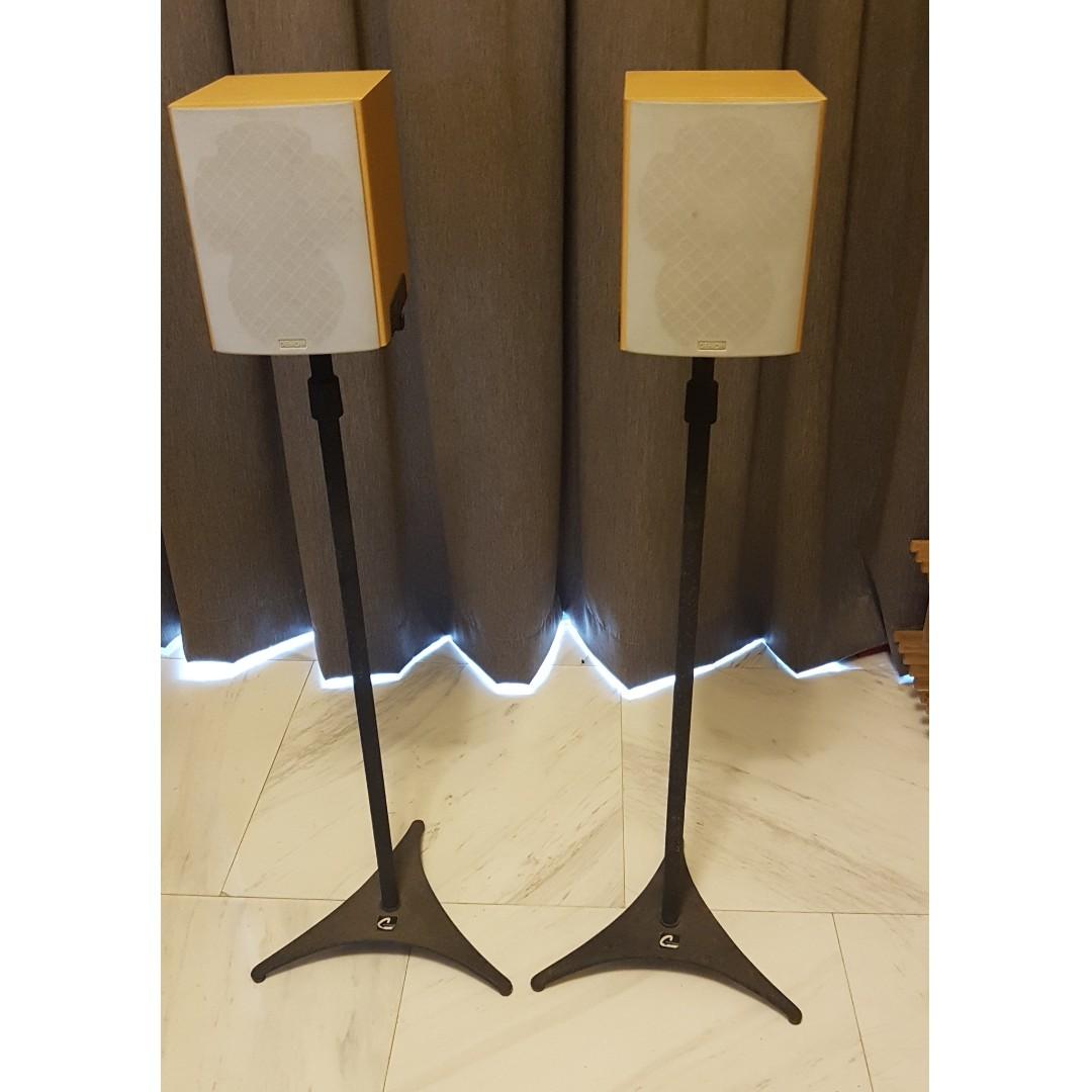 Denon bookshelf speakers with stands, Electronics, Audio on Carousell