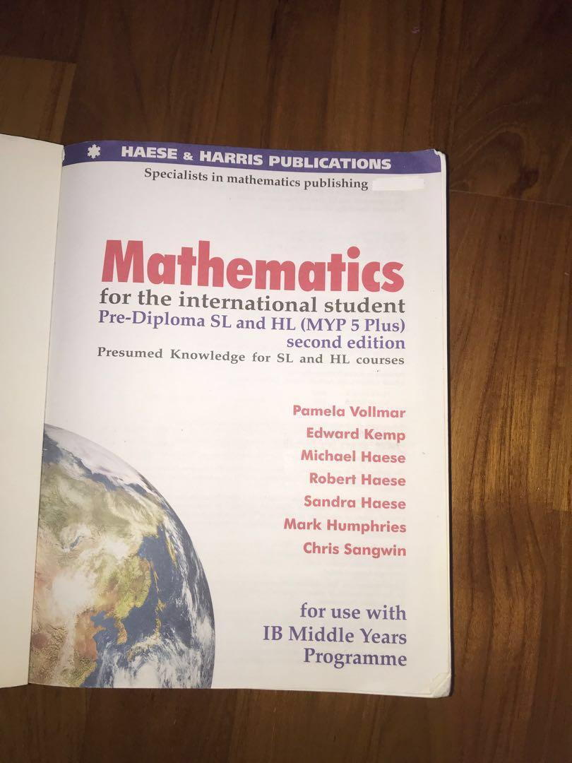 IB Mathematics textbook (pre-diploma SL and HL myp 5 plus) 2nd Edition ...