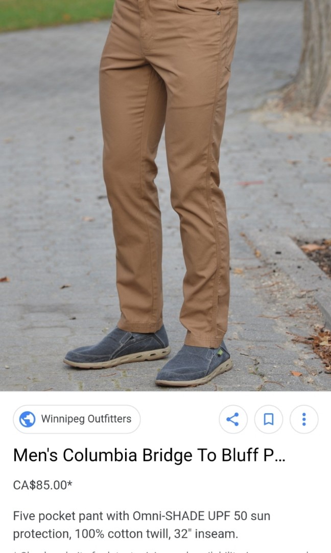 MEN'S COLUMBIA BRIDGE TO BLUFF pants, Men's Fashion, Bottoms, Trousers ...