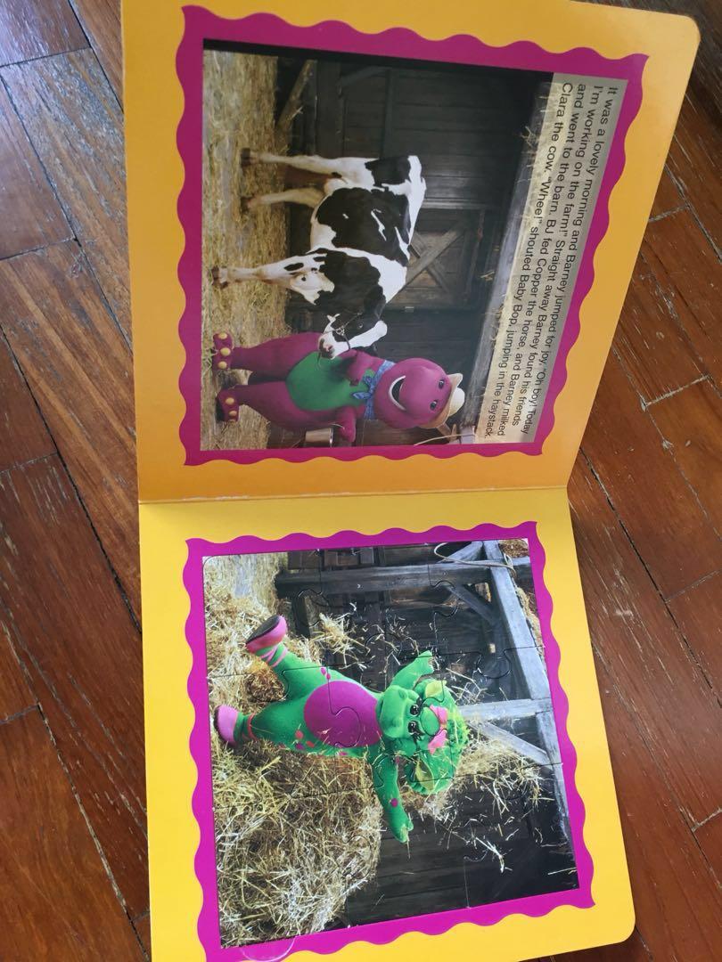 Pre-loved barney lets go to the farm jigsaw book, Hobbies & Toys, Books ...