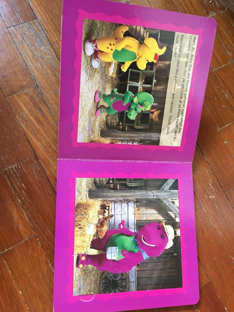 Pre-loved barney lets go to the farm jigsaw book, Hobbies & Toys, Books ...