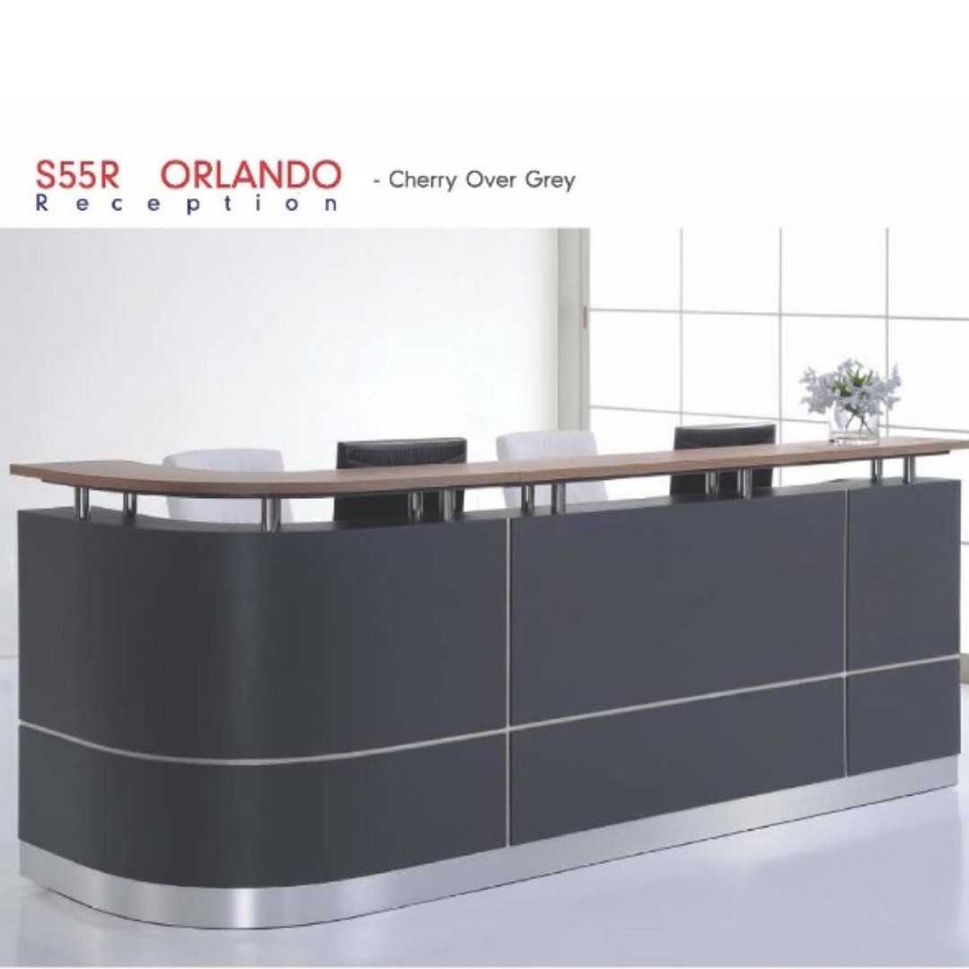 Reception Counter 2 Person (Cherry Grey), Furniture & Home Living ...