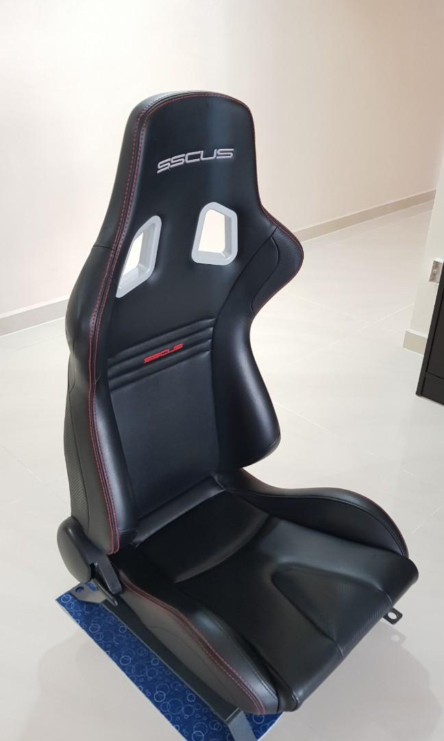 SSCUS Evo PU Sports Seat (w Honda Jazz GE8 railing), Car Accessories ...