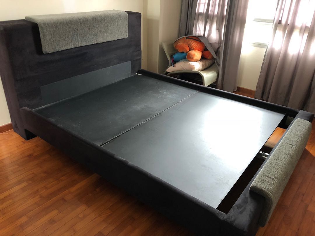 Cellini velvet Queen size bed frame, Furniture & Home Living, Furniture ...