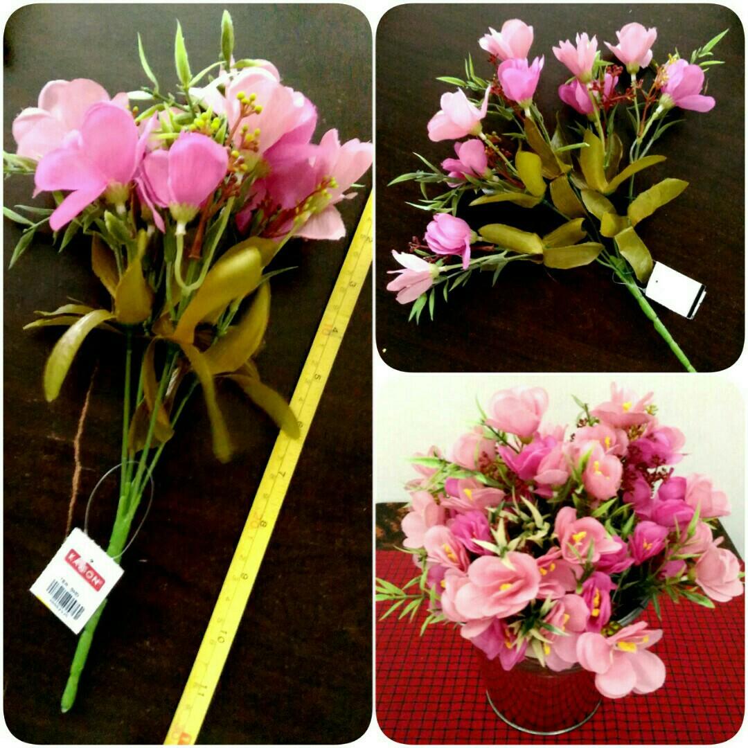Romantic Pink Flowers (per bunch), Furniture & Home Living, Home Decor ...