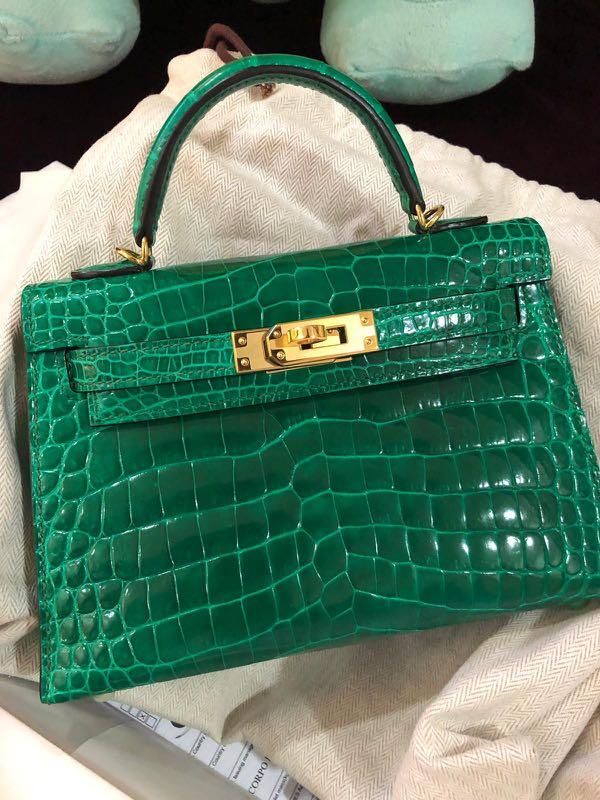 New Hermes Kelly 20 Emerald GHW, Luxury, Bags & Wallets on Carousell
