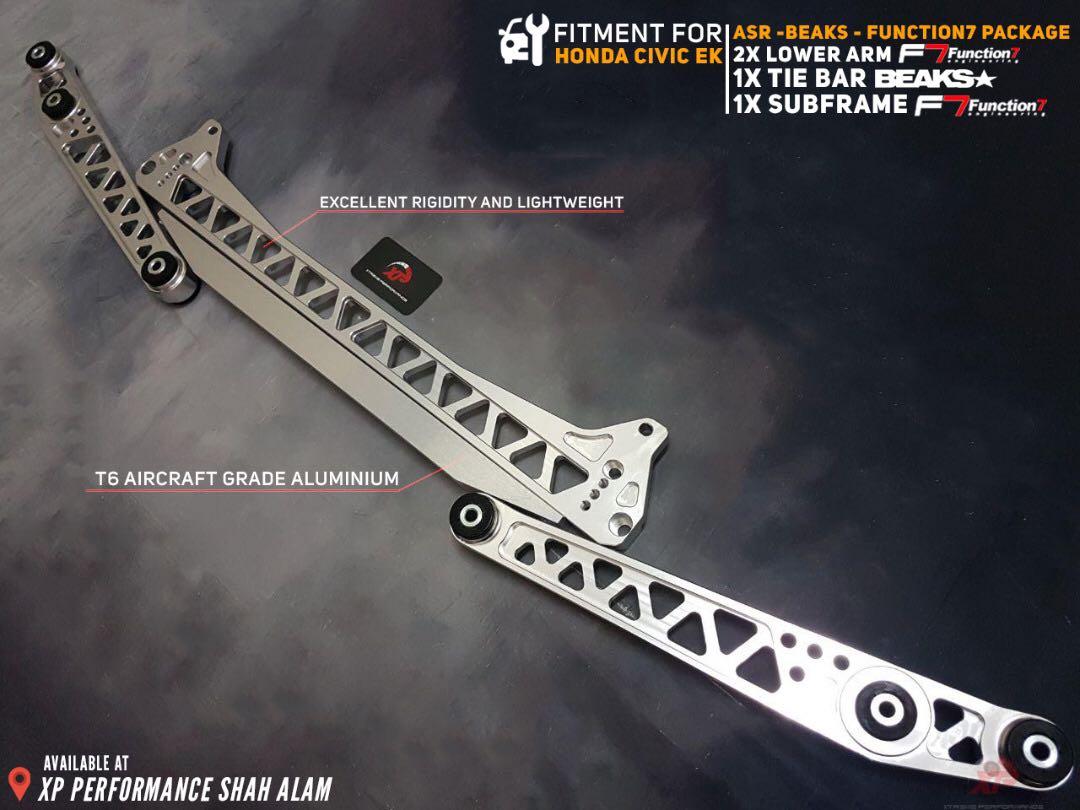 Subframe With Lower Arm and Tie Bar Set For Honda Civic EK Silver Set ...