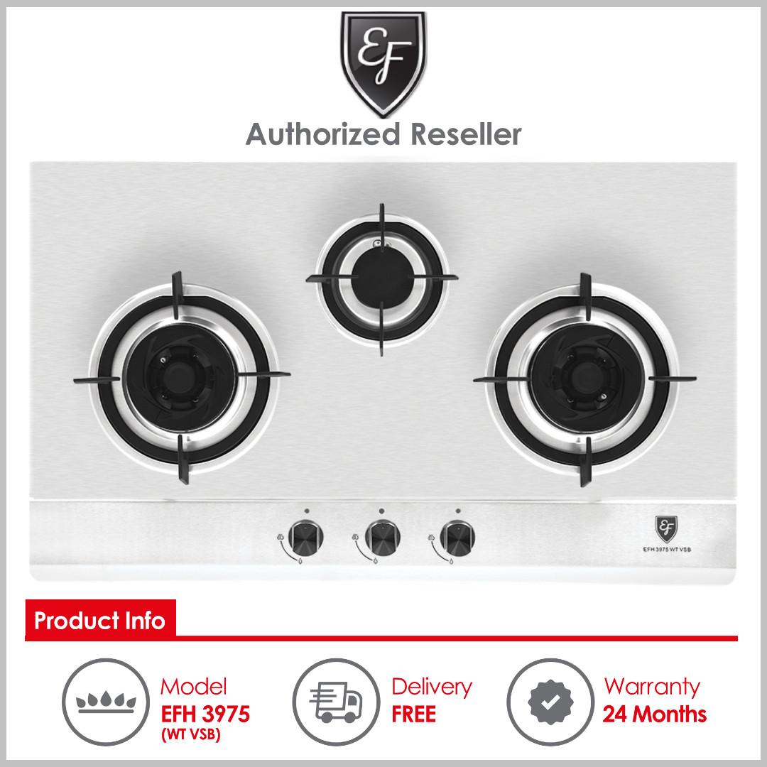 EF ( EFH 3975 WT VSB ) 3 Burner Built-In Gas Hob with Stainless Steel ...
