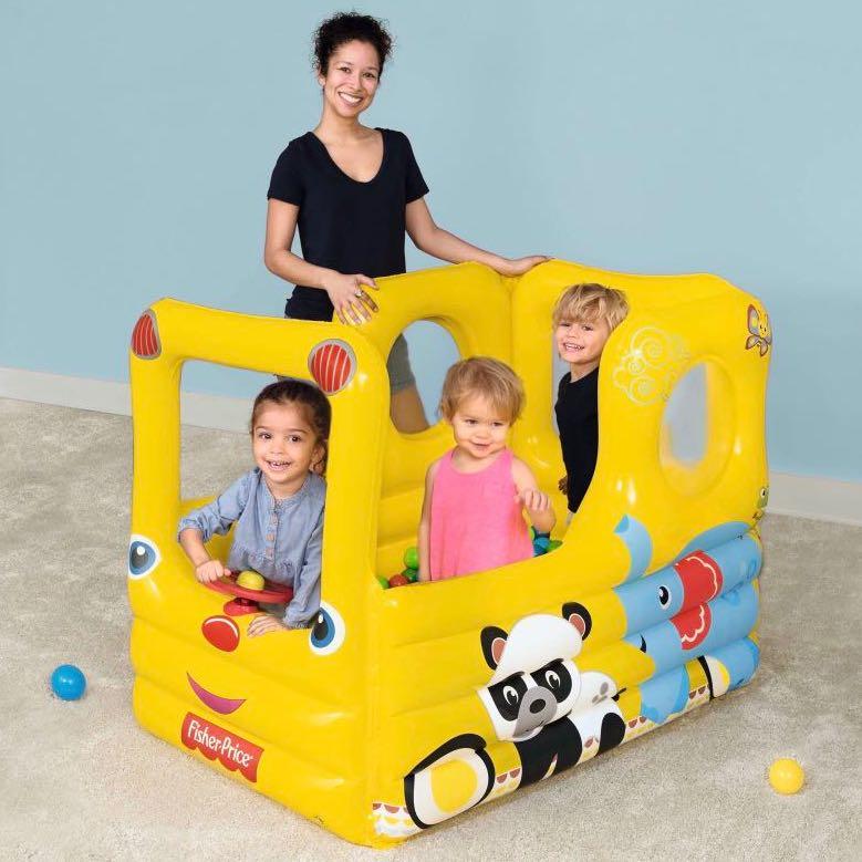 (In-Stock) Fisher-Price Lil’ Learner School Bus Play Inflatable Ball ...