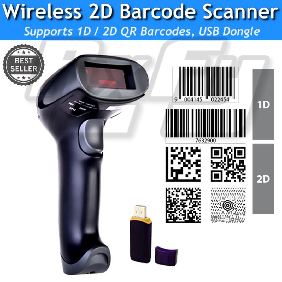 Wireless 2D QR Code Barcode Scanner Scan USB POS cashier warehouse ...