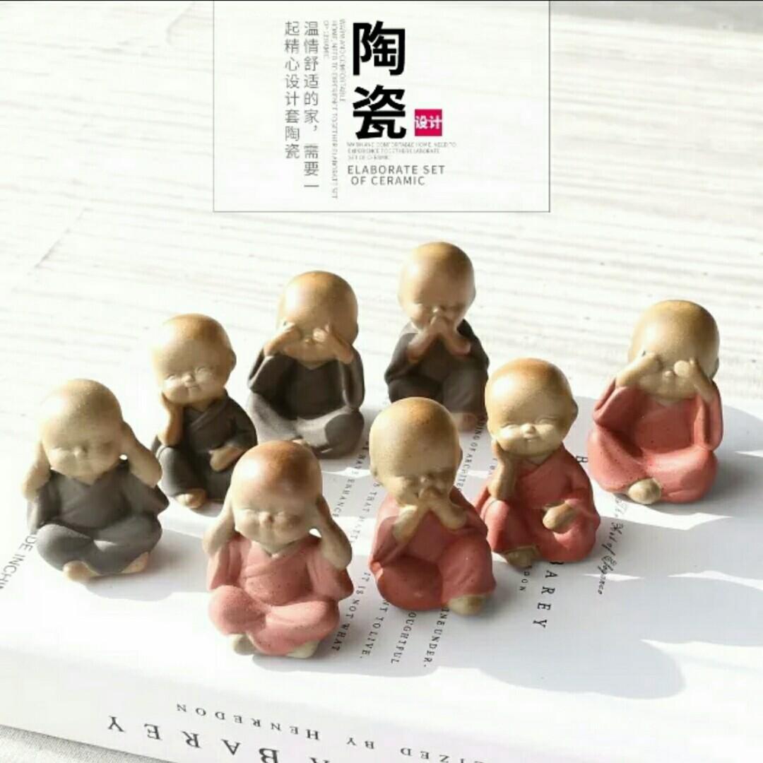 4 No See Hear Speak Think Evil Little Buddhist Monk Miniature Ornament ...