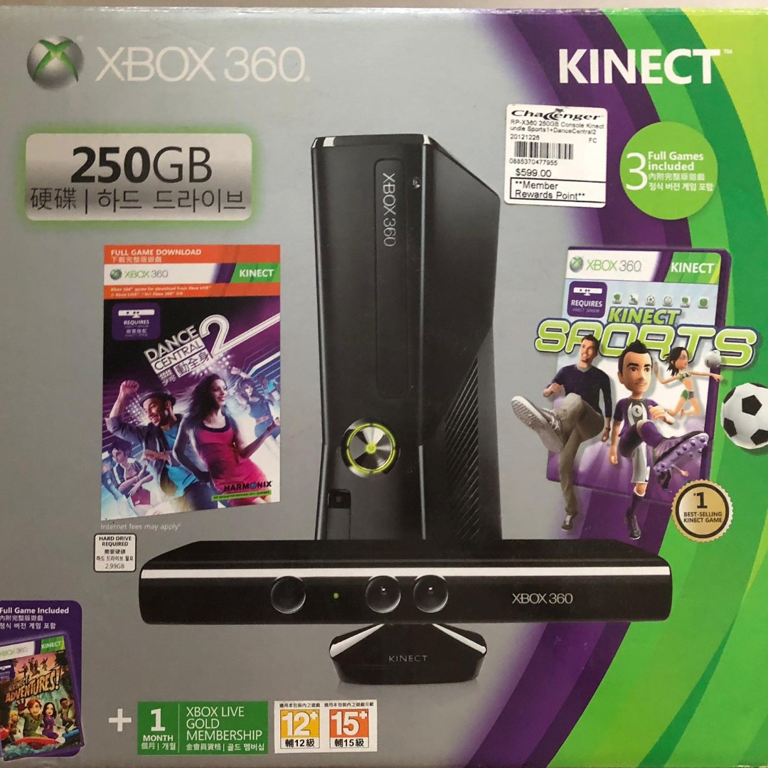 XBox 360 Kinect (Full set, 3 games & box available), Video Gaming ...