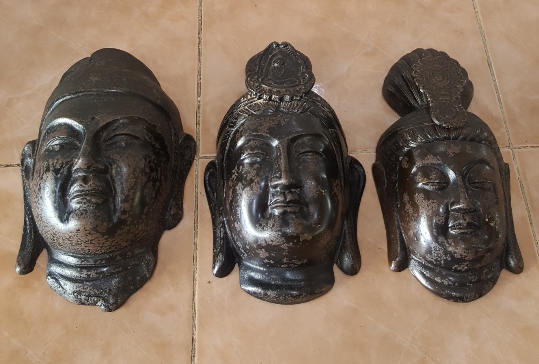 antique Japanese iron mask 3, Furniture & Home Living, Home Decor ...