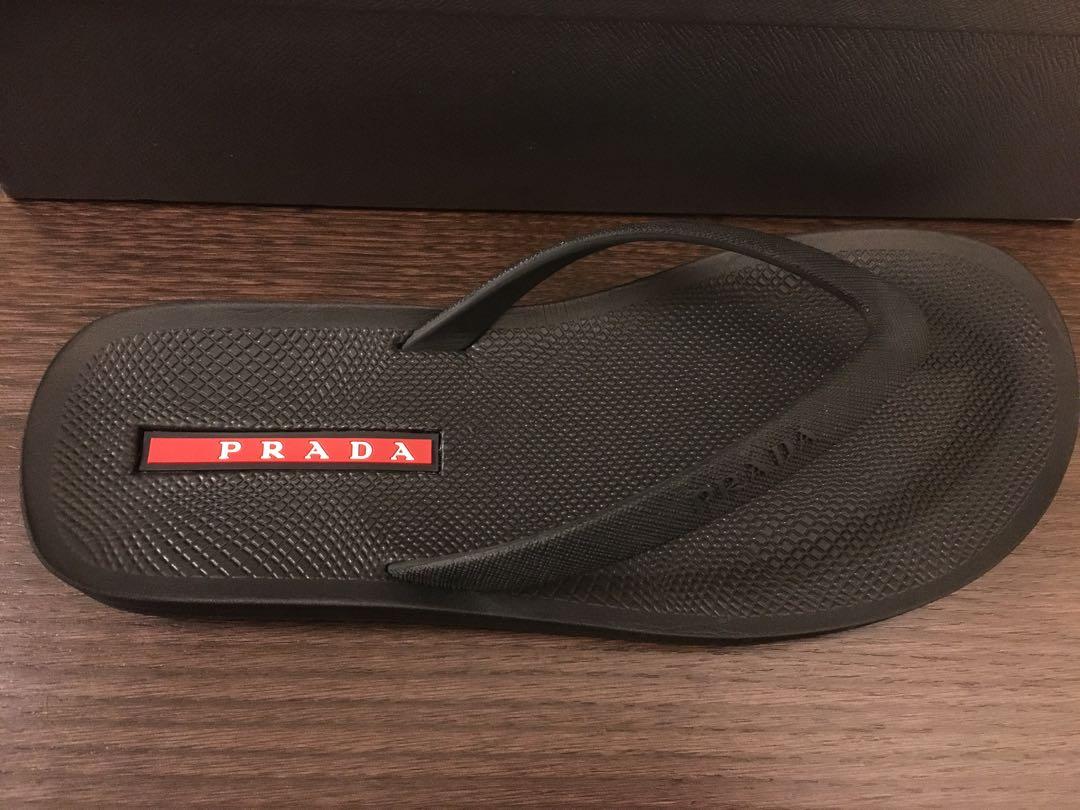 BNIB Authentic Prada Saffiano Rubber Flip Flops/ Slippers, Men's ...