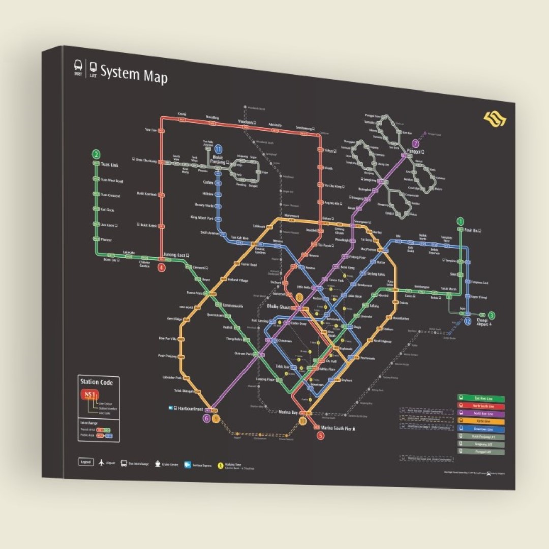Gallery Wrap Poster - Singapore System Map 2017, Hobbies & Toys ...