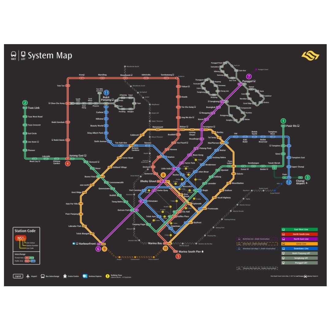 Gallery Wrap Poster - Singapore System Map 2017, Hobbies & Toys ...
