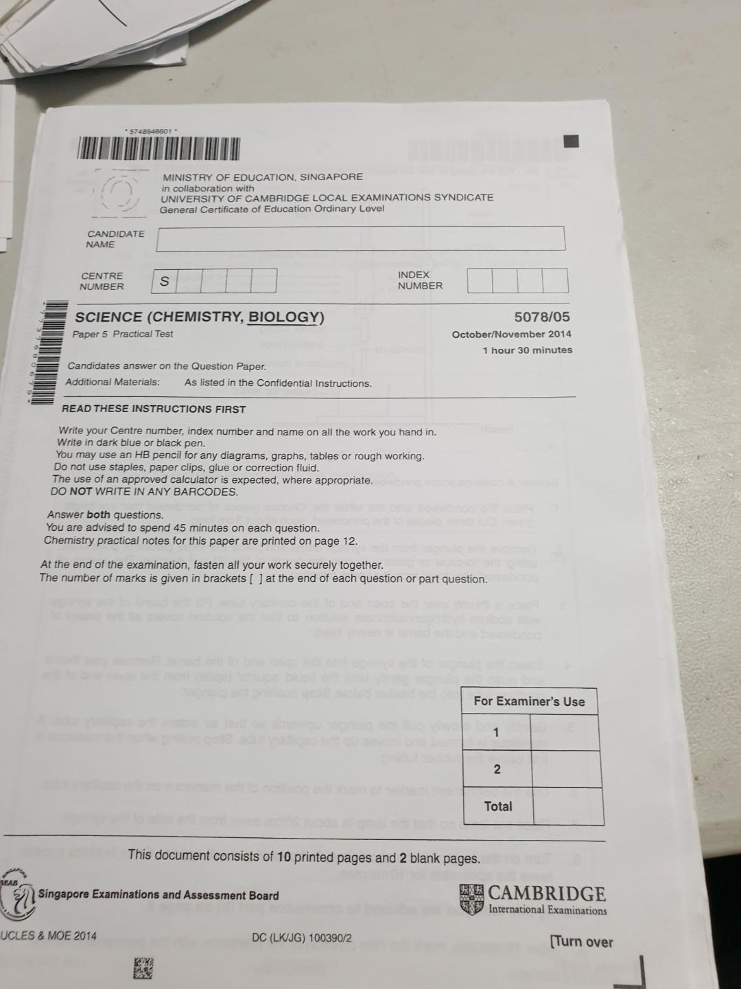 GCE O LEVEL science biology practical paper, Hobbies & Toys, Books ...