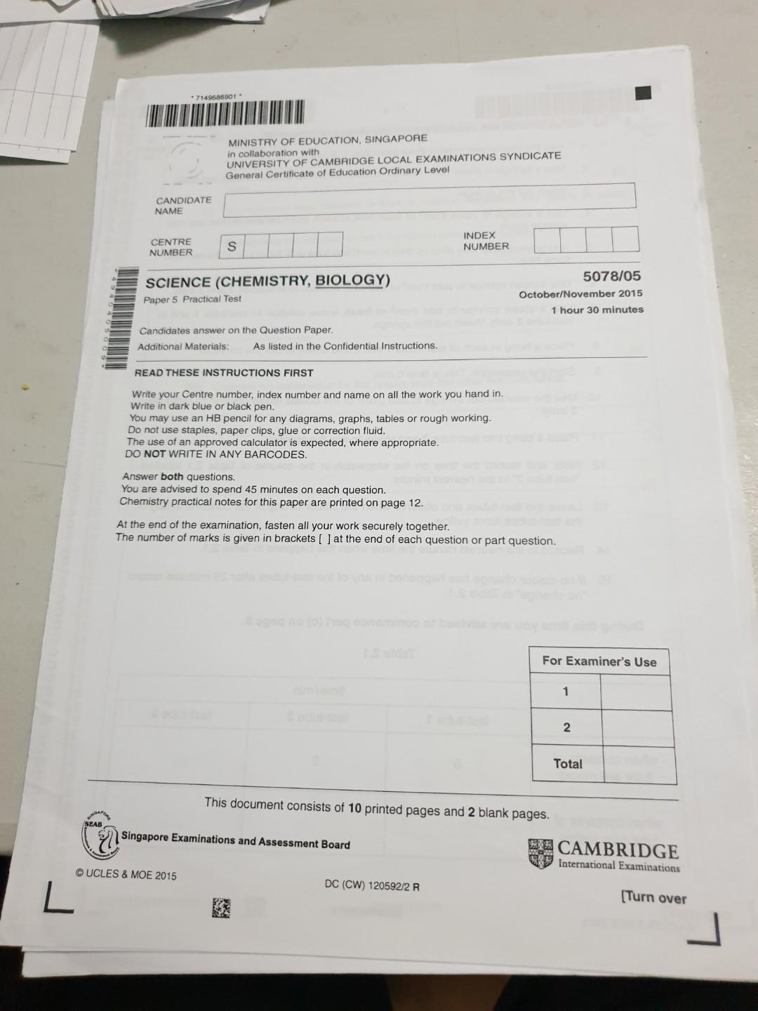 GCE O LEVEL science biology practical paper, Hobbies & Toys, Books ...