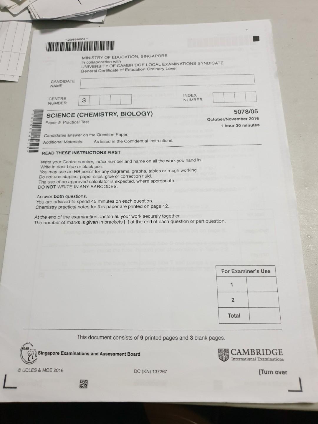 GCE O LEVEL science biology practical paper, Hobbies & Toys, Books ...