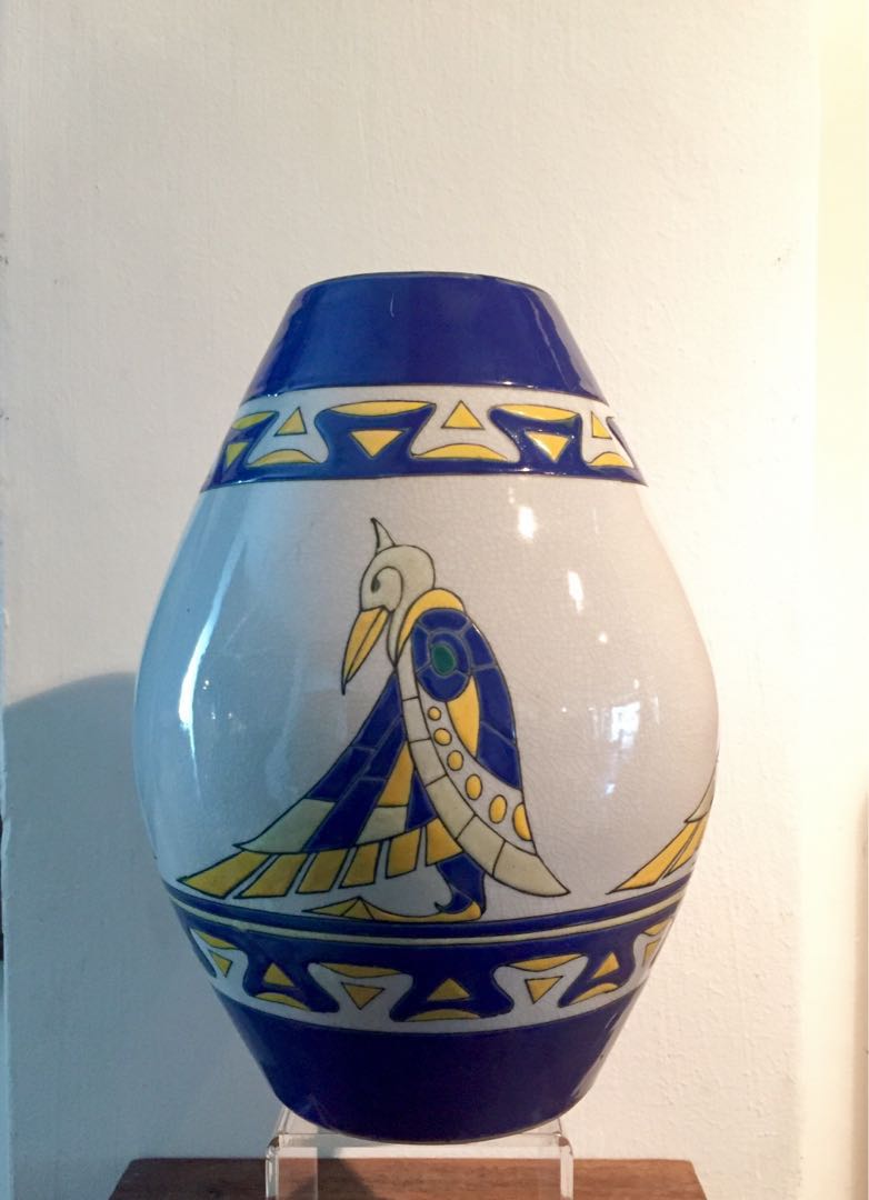 Large Ceramic Faience Vase in the Art Deco style of 'Boch Keramis' by ...