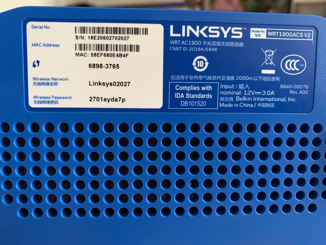 Linksys Router WRT1900ACS v2, Computers & Tech, Parts & Accessories ...