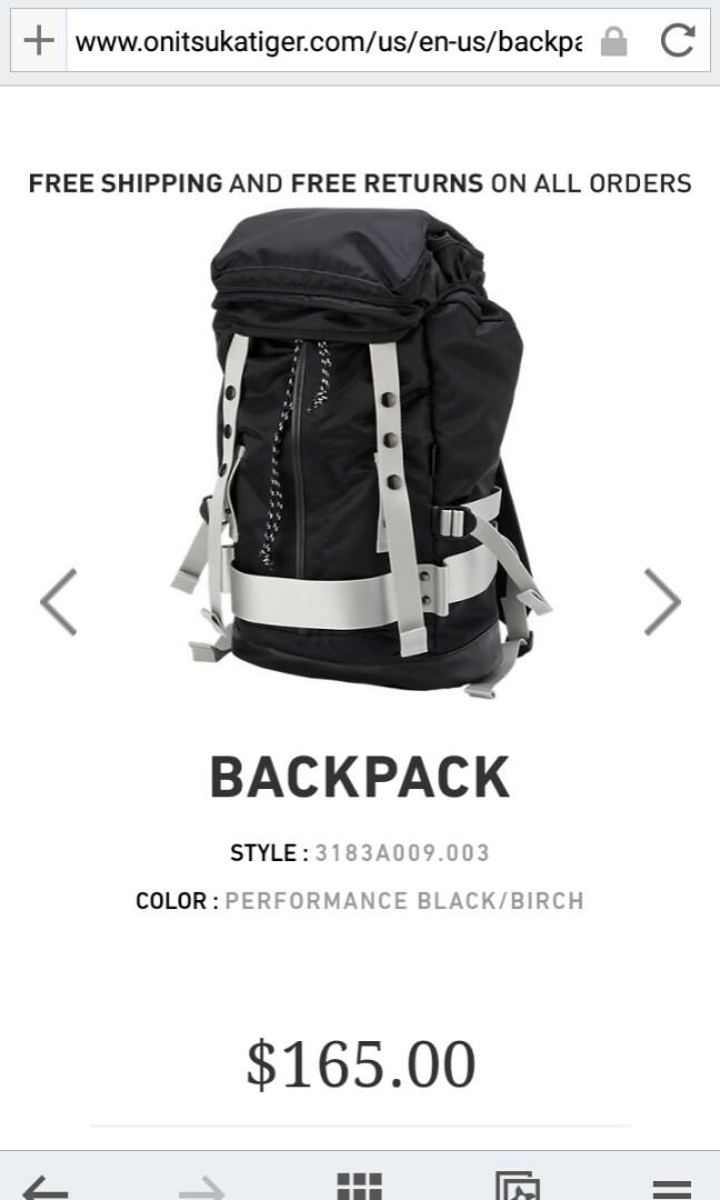 onitsuka tiger hiking backpack, Men's Fashion, Bags, Backpacks on Carousell