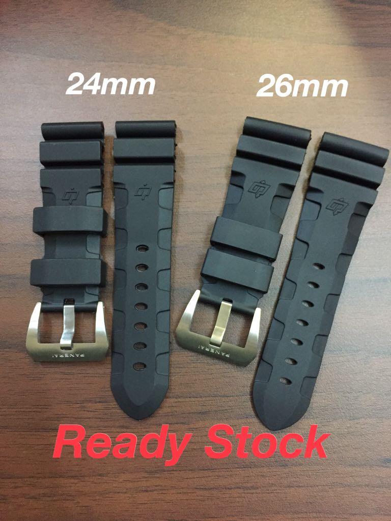 Panerai Rubber Strap 22mm 24mm 26mm with Tang Buckle, Men's Fashion ...