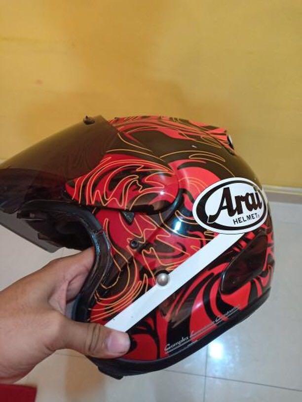 Arai ram3 reptide red, Motorcycles, Motorcycle Accessories on Carousell