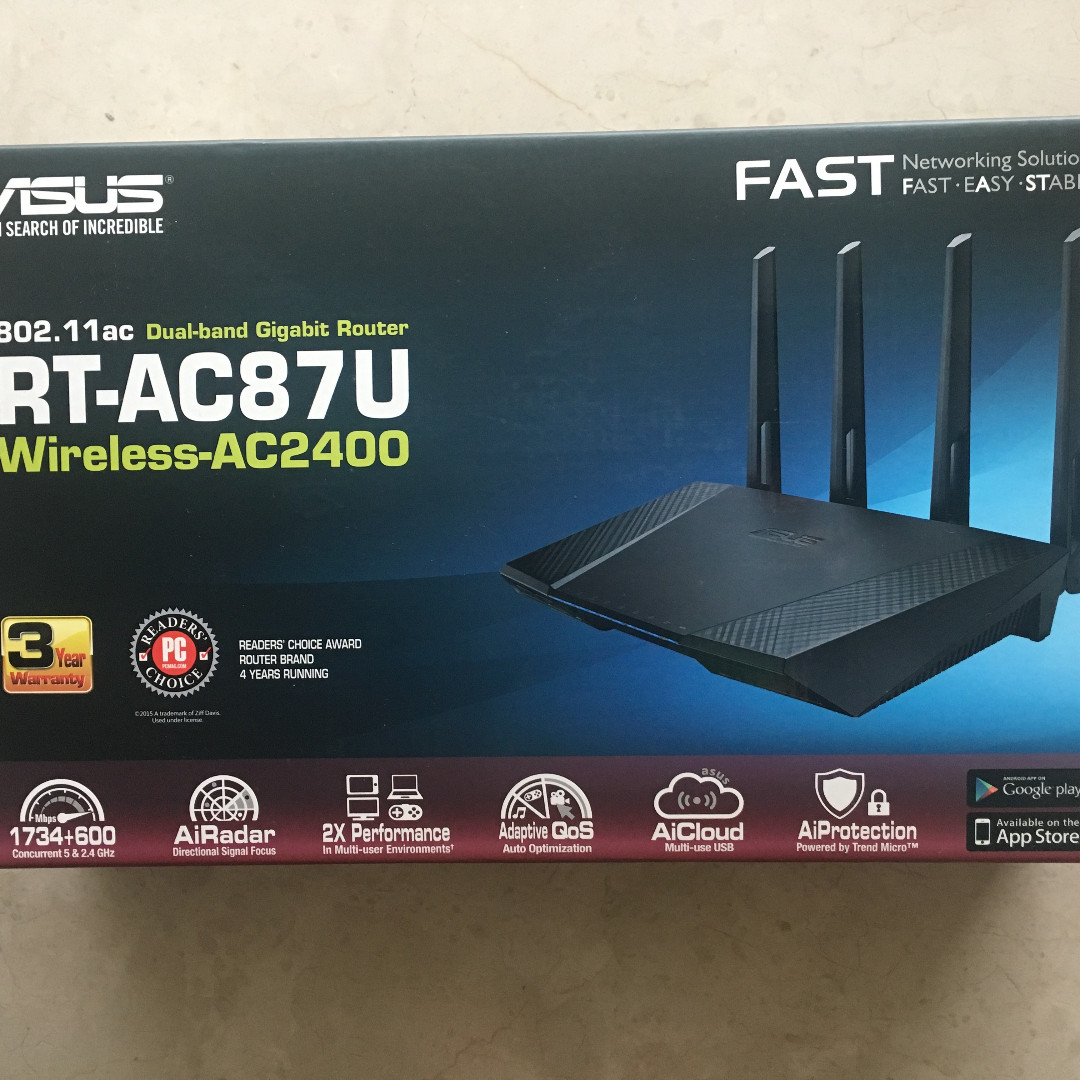 ASUS RT AC87U Wireless AC2400 Dual B& Gigabit Router, AiProtection with ...