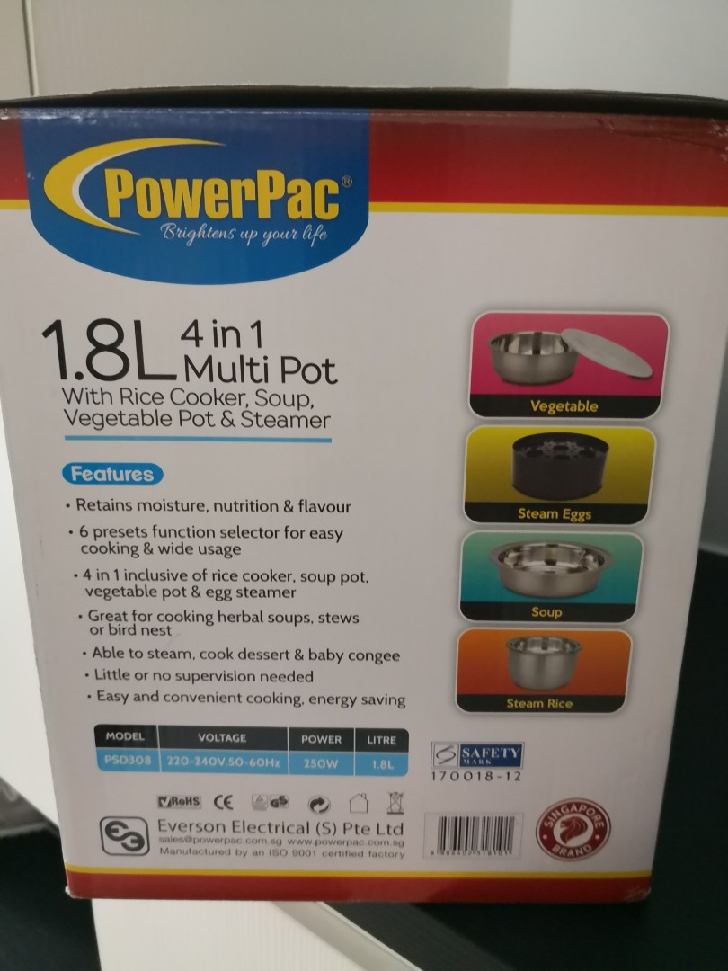 Powerpac 1.8L 4 in 1 Multi Pot, TV & Home Appliances, Kitchen ...
