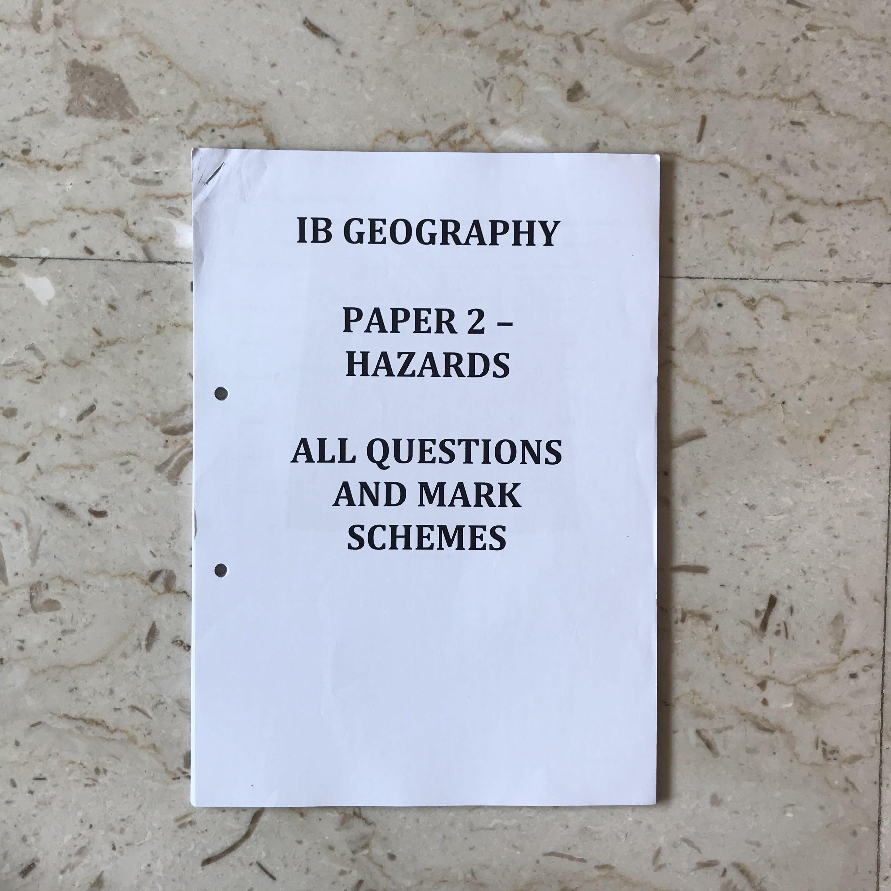 IB Geography Paper 2 Past Paper Questions and Mark Schemes (Hazards ...