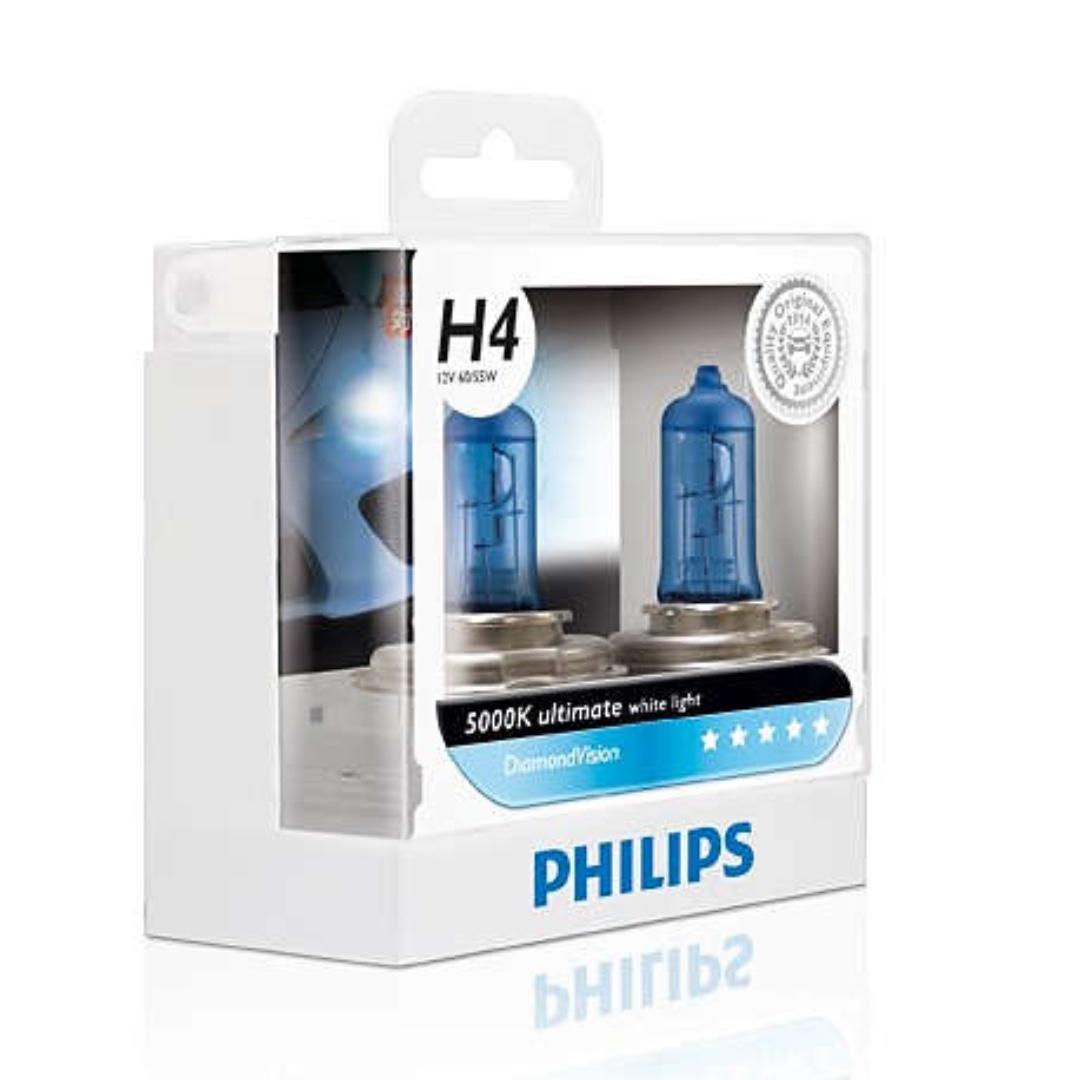 Philips DiamondVision 5000 K Ultimate White Light Car Headlight Bulbs ...