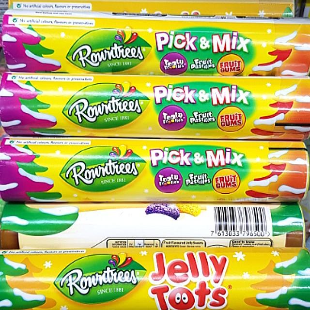 UK Rowntrees tube Jelly Tots Fruit Gums pastilles Christmas gummy chewy ...