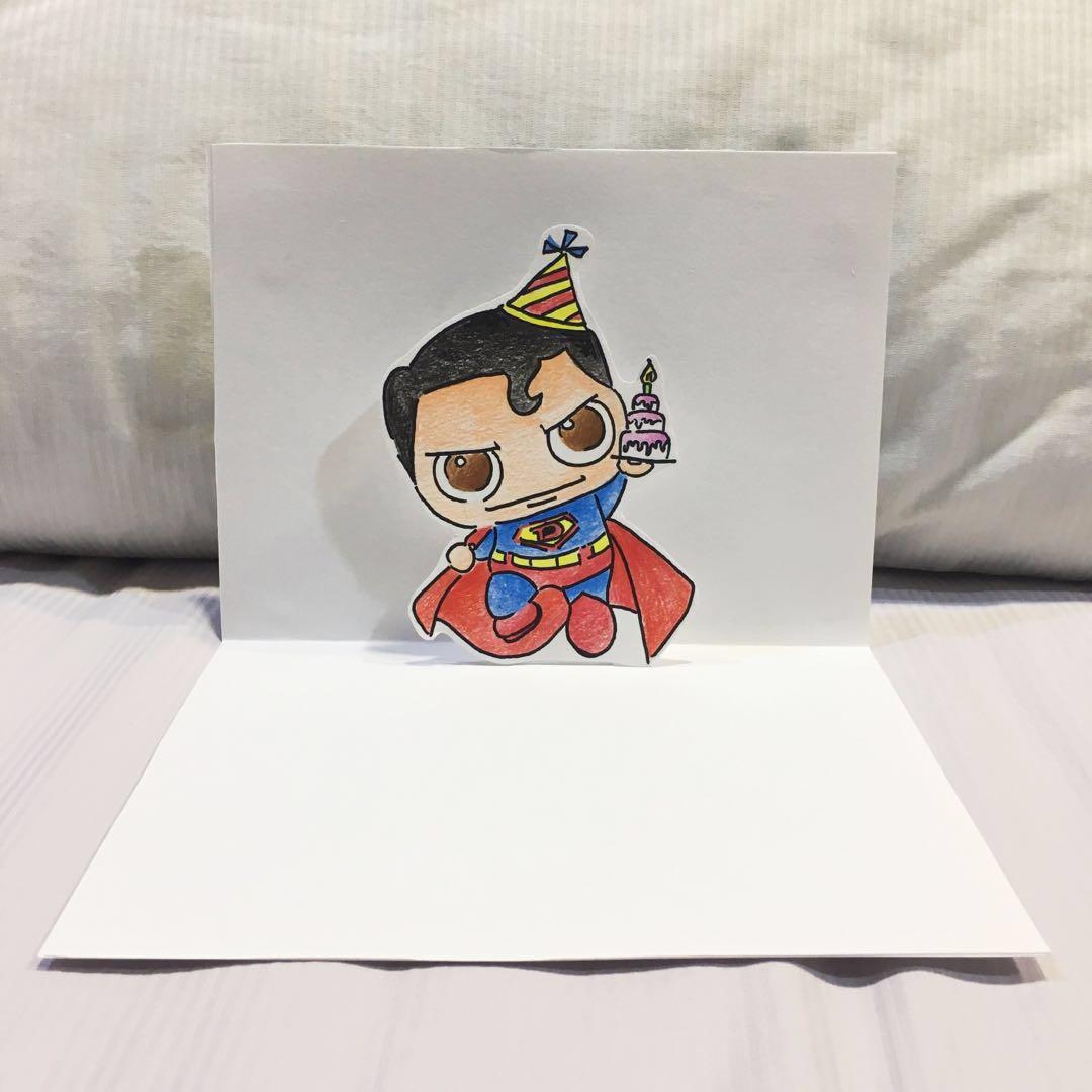 Customize Birthday/Anniversary/ Christmas Superman Pop Up Card, Hobbies ...