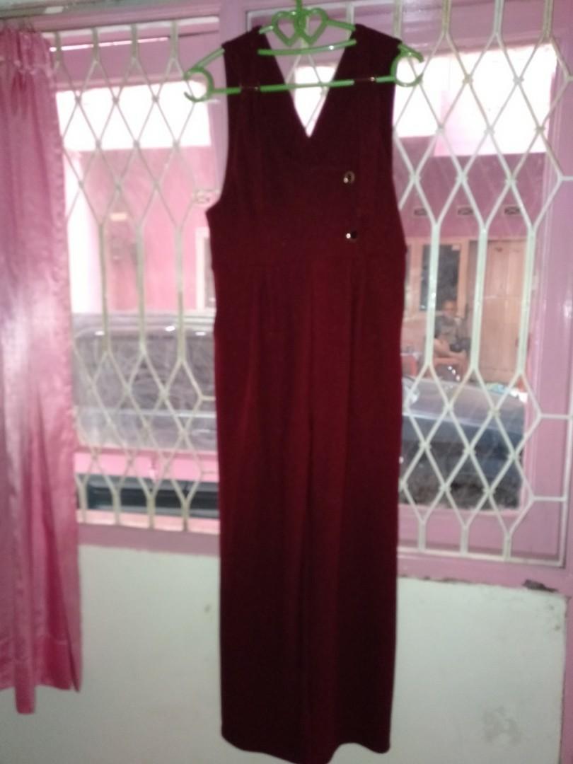JUMPSUITS Bling2 warna MERAH ATI/Gelap, Fesyen Wanita, Pakaian Wanita ...