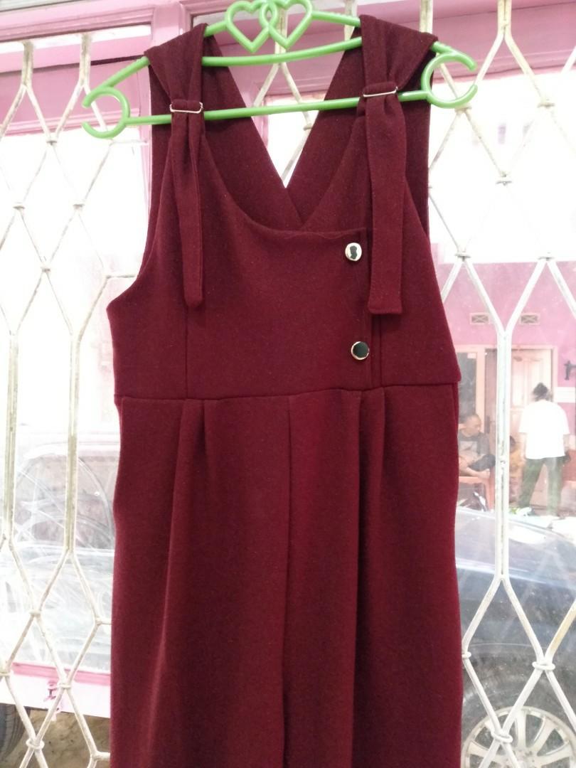JUMPSUITS Bling2 warna MERAH ATI/Gelap, Fesyen Wanita, Pakaian Wanita ...