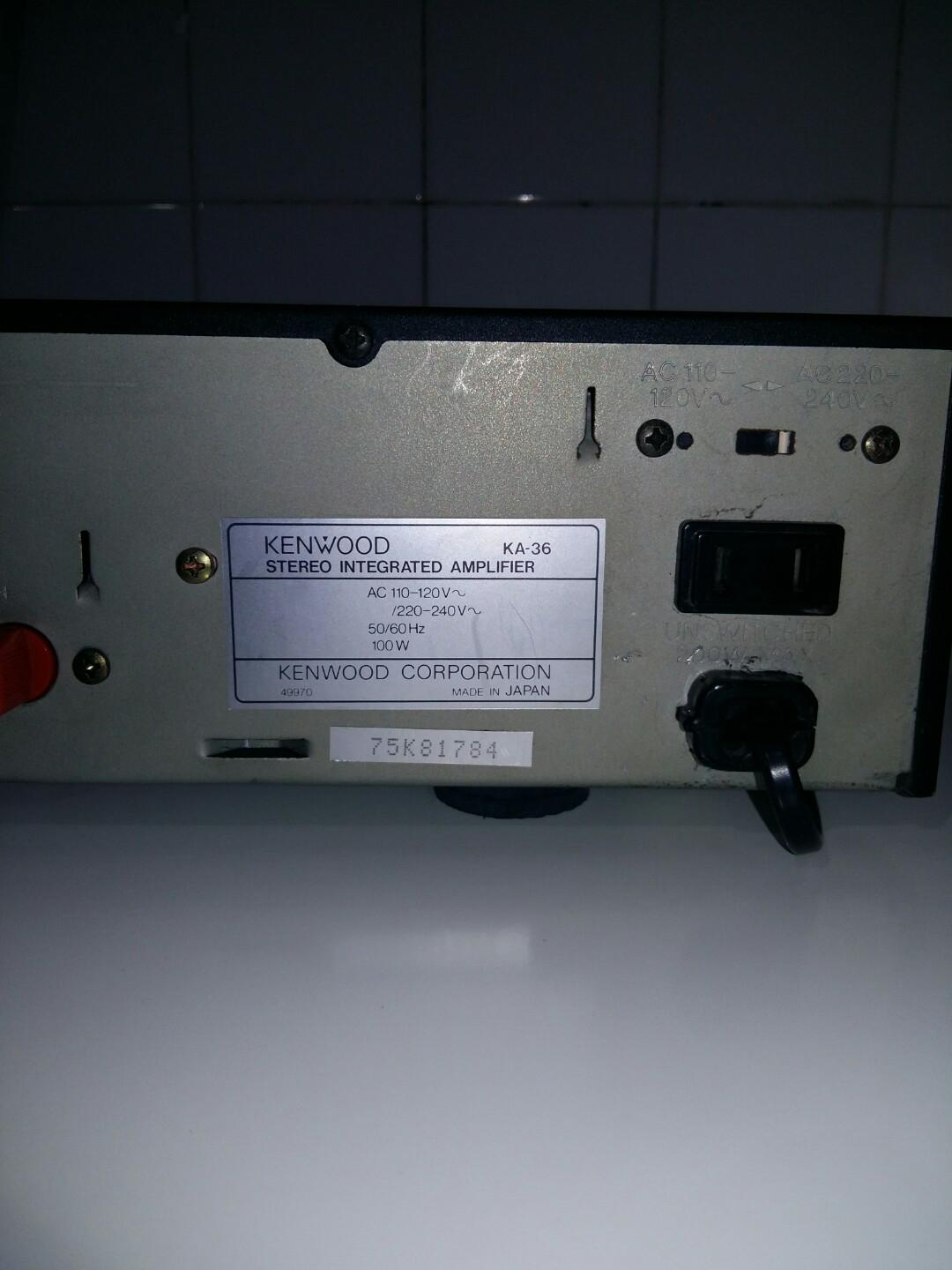Kenwood stereo integrated amplifier KA-36, Audio, Other Audio Equipment on Carousell